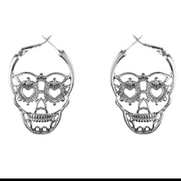 Jewelry | Silver Skull Hoop Earrings | Poshmark